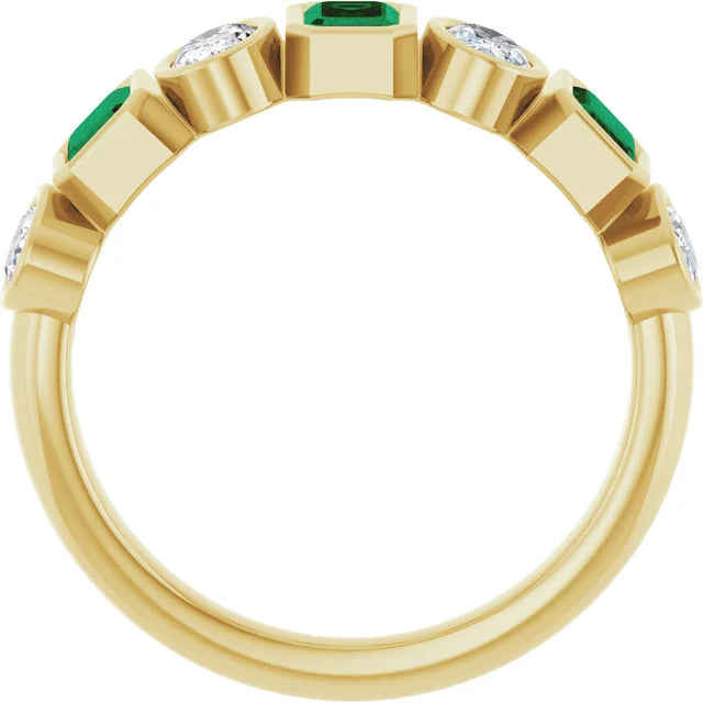 Lab-Grown Bezel Oval Diamond and Emerald Band – Dallas Diamond Bar