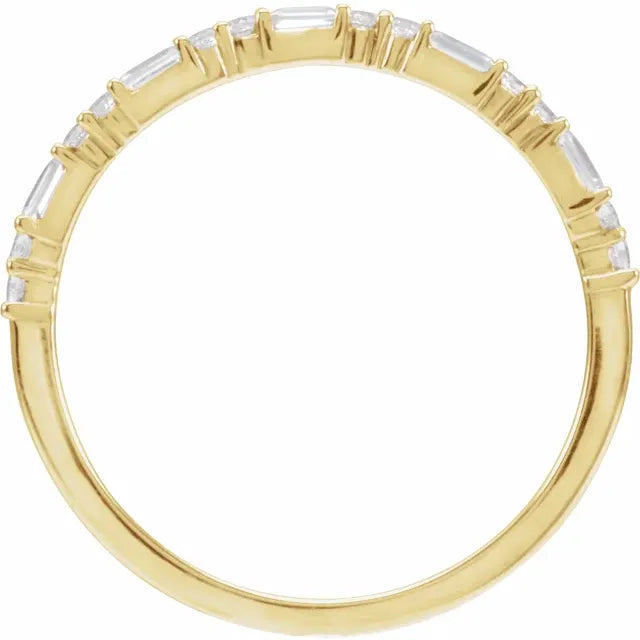 Dainty Baguette & Round Diamond Stackable Band – Dallas Diamond Bar