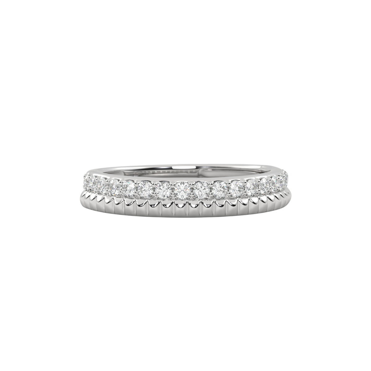 Double Row Fluted Gold & Diamond Band – Dallas Diamond Bar