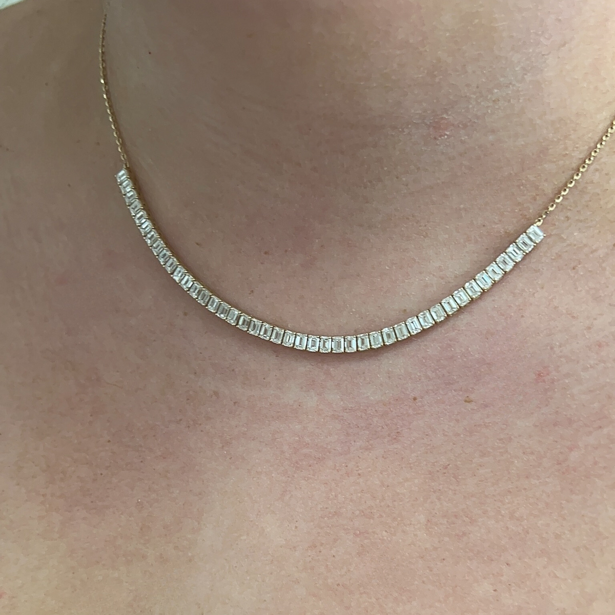 Lab-Grown Emerald Cut Halfway Tennis Necklace – Dallas Diamond Bar