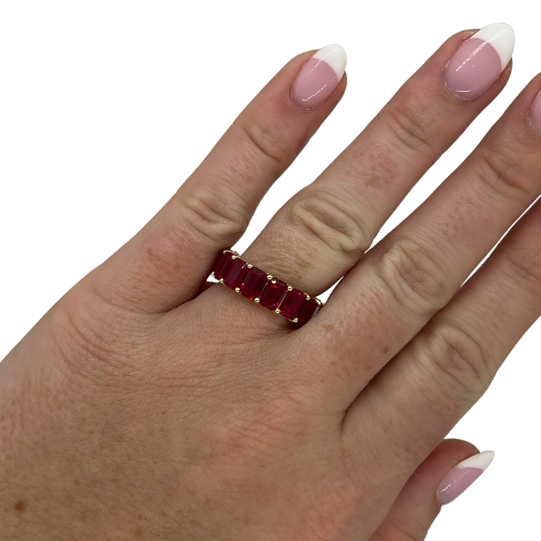 Lab-Grown Ruby Dirty Martini Eternity Ring – Dallas Diamond Bar