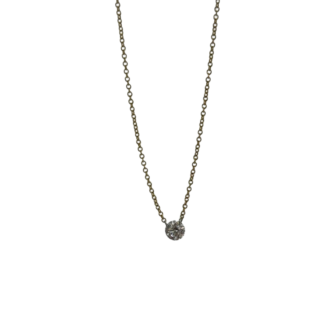 Dainty Solitaire Drilled Diamond Necklace – Dallas Diamond Bar