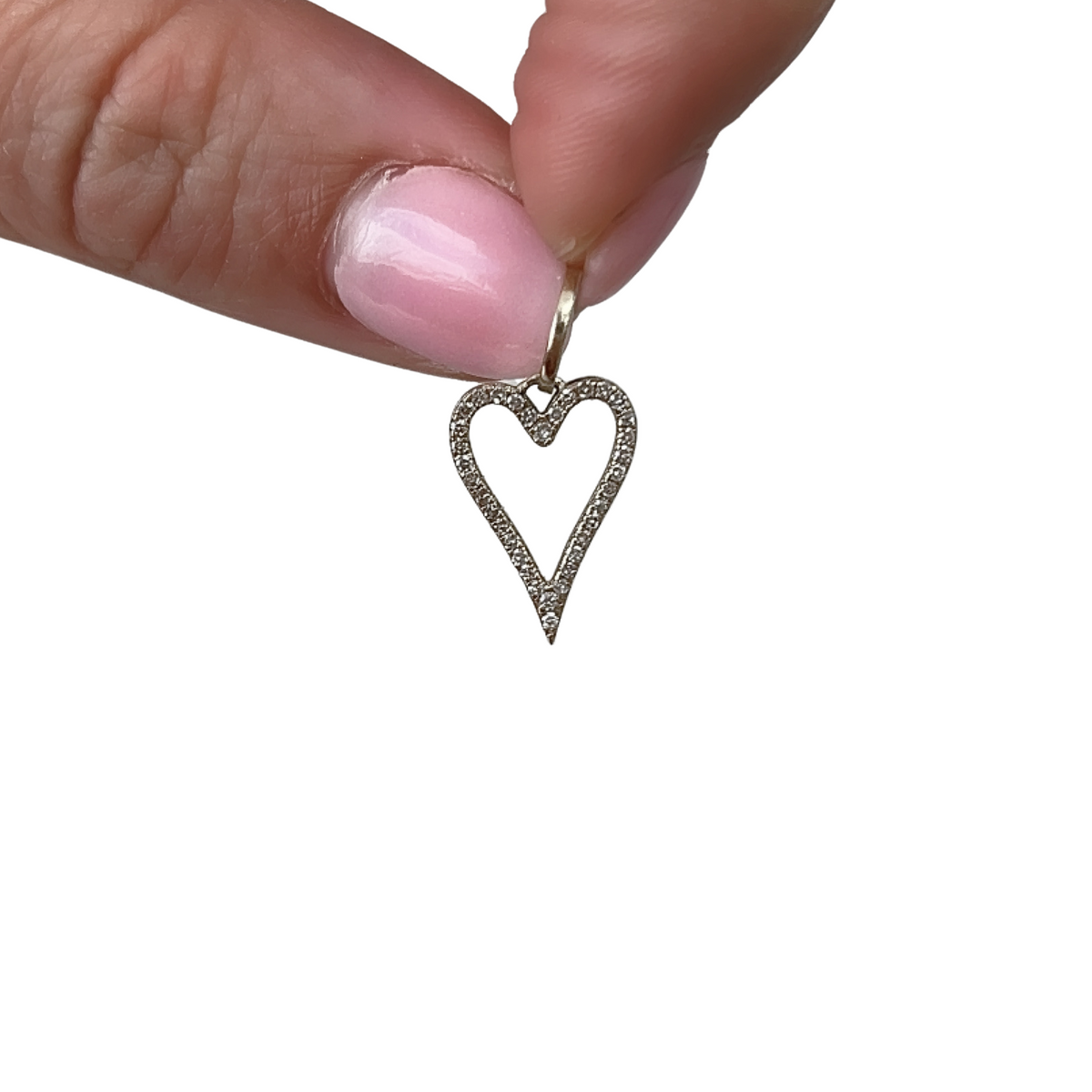 Diamond Heart Outline Charm – Dallas Diamond Bar