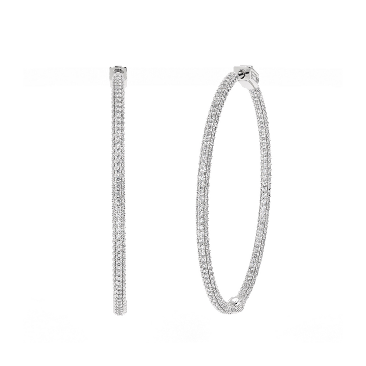 Triple Row Pave Inside Out Diamond Hoops – Dallas Diamond Bar