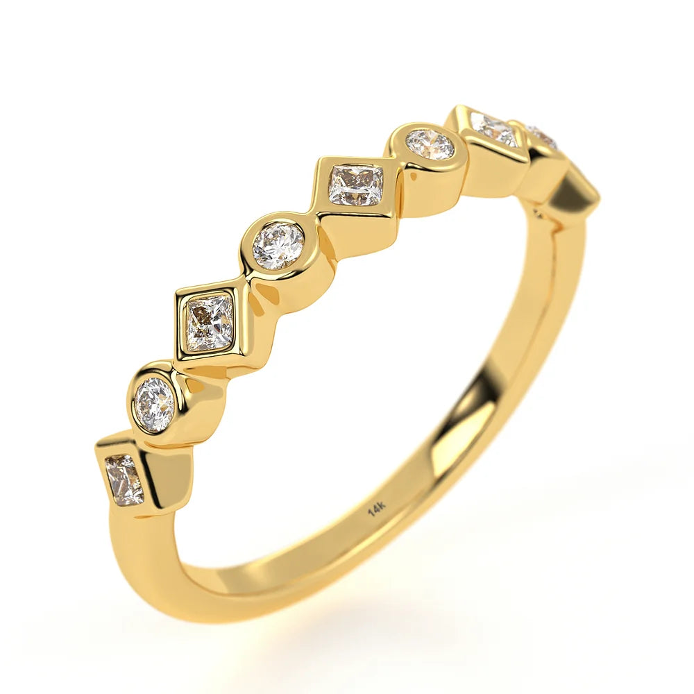 Princess & Round Bezel Band – Dallas Diamond Bar