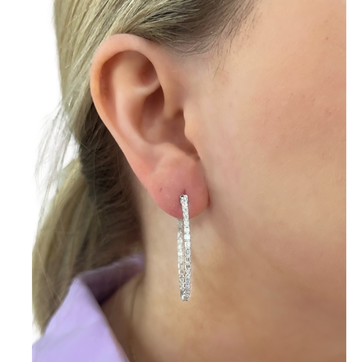 Lab-Grown N/S Emerald-Cut Hoops – Dallas Diamond Bar