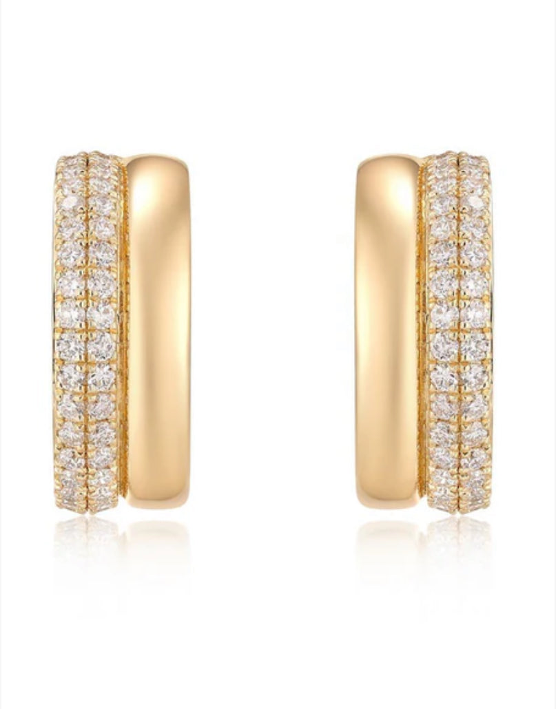 Open Double Hoop Pave Diamond Earrings – Dallas Diamond Bar