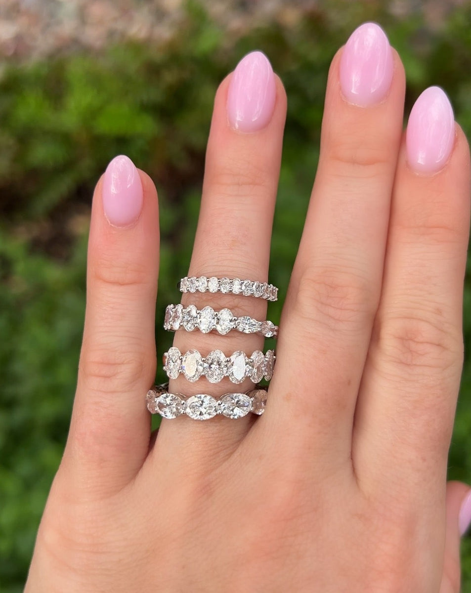 East/West Prong Set Oval Band – Dallas Diamond Bar