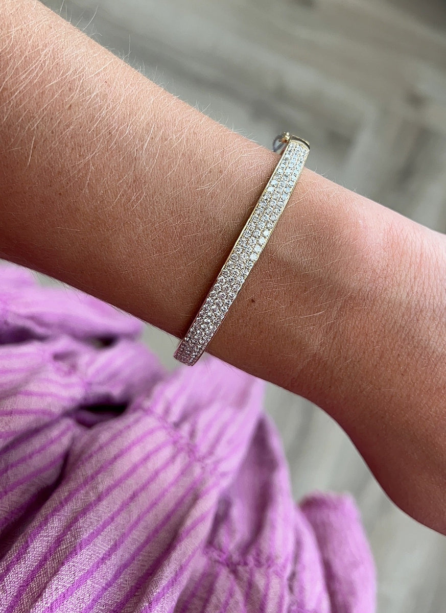Triple Row Pave Bangle – Dallas Diamond Bar