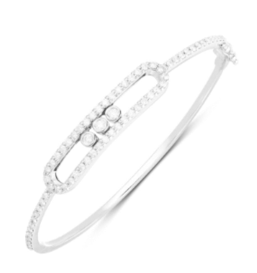 Tipsy 3 Bezel Diamond Bangle – Dallas Diamond Bar