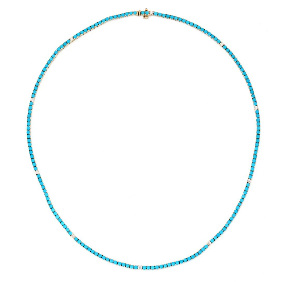 Turquoise & Diamond Tennis Necklace – Dallas Diamond Bar