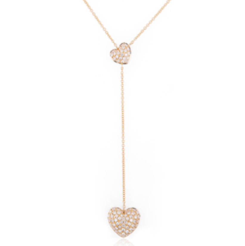Double Heart Lariat Necklace – Dallas Diamond Bar