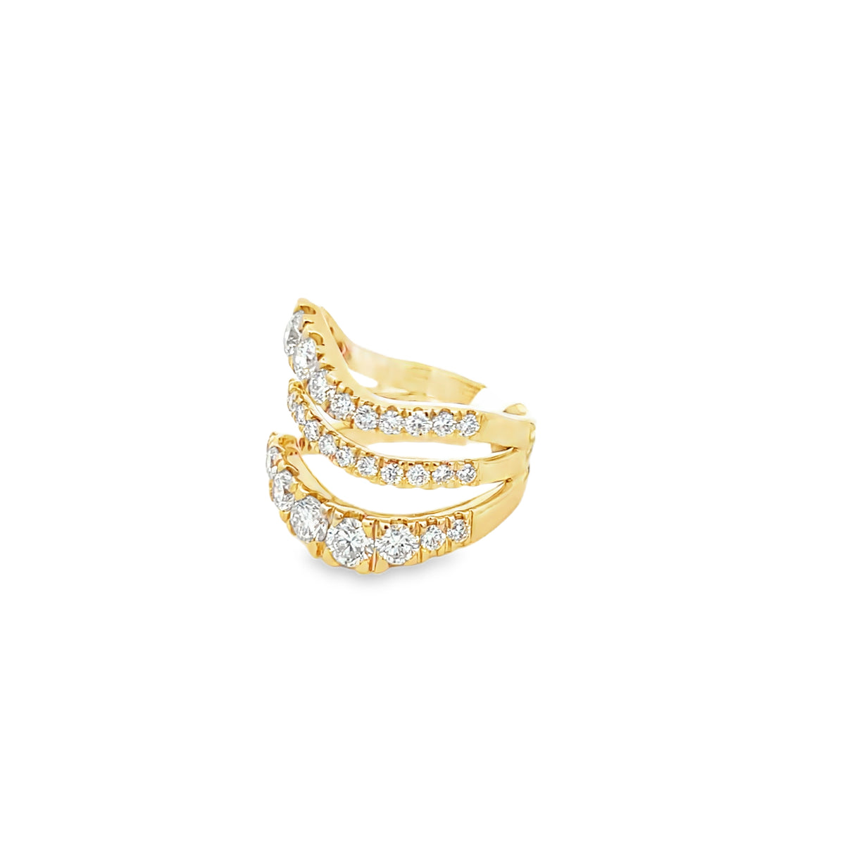 Lab-Grown Triple Row Graduated Wavy Diamond Ring – Dallas Diamond Bar