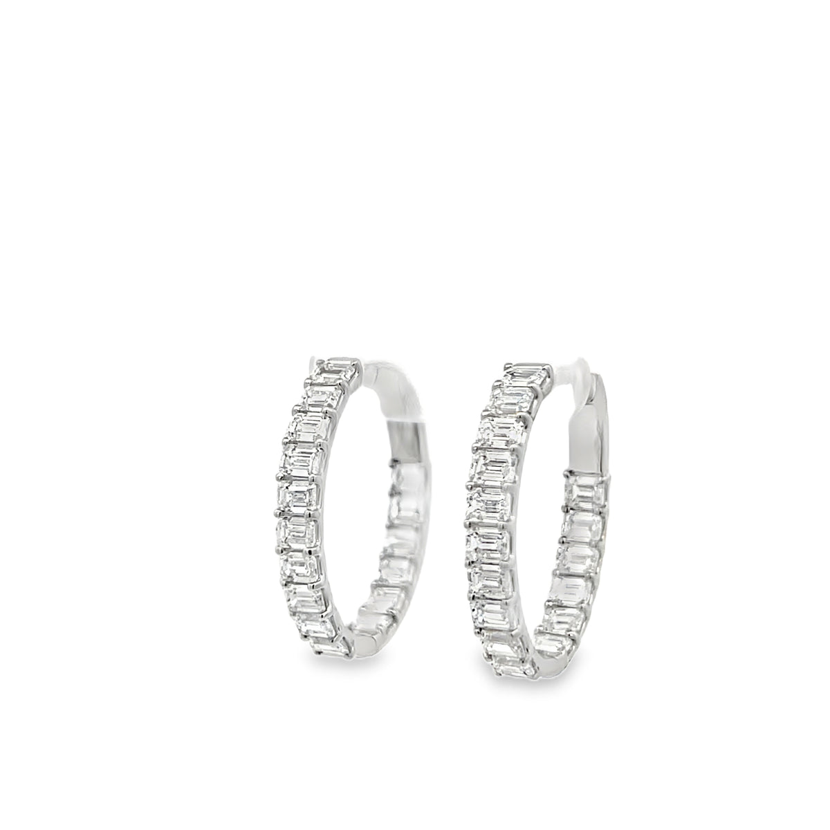 Lab-Grown Inside Out E/W Emerald Cut Hoops – Dallas Diamond Bar